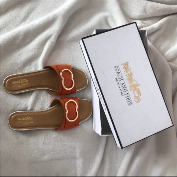 Coach | Shoes | Orange Coach Sandals | Poshmark